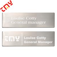 China Custom Metal ID Name Tag Badge 70x20mm Laser Engraved with Magnetic Holder for sale