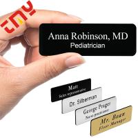 China Custom 1x3 Inch Round Corner Blank ABS Name Badge 25 Pack Magnet or Pin for Engraving for sale