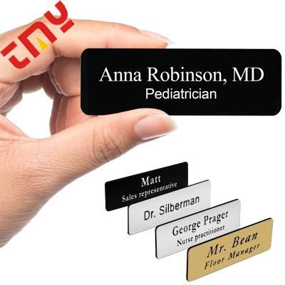 China Custom 1x3 Inch Round Corner Blank ABS Name Badge 25 Pack Magnet or Pin for Engraving for sale