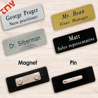 China Custom 1x3 Inch Round Corner Blank ABS Name Badge 25 Pack Magnet or Pin for Engraving for sale