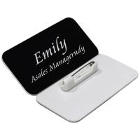 China Custom ABS Plastic Round Name Badges 75x35mm Blank Pin ID Badge Charms for DIY Personalization for sale