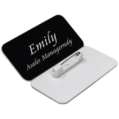 China Custom ABS Plastic Round Name Badges 75x35mm Blank Pin ID Badge Charms for DIY Personalization for sale