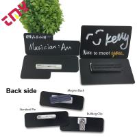 China Custom Reusable Plastic Chalkboard Name Badge 75x35mm Square Round for Hotel Employee Teacher for sale
