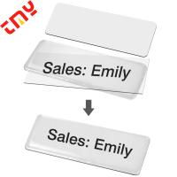 China Custom Reusable Metal Name Badge 75x25mm with Transparent Acrylic Cover for sale