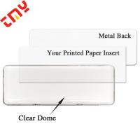 China Custom Reusable Metal Name Badge 75x25mm with Transparent Acrylic Cover for sale