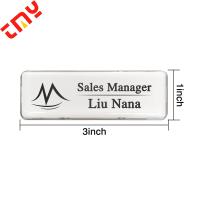 China Custom Reusable Metal Name Badge 75x25mm with Transparent Acrylic Cover for sale