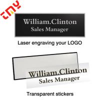 China Custom Hard Plastic Acrylic ABS Name Pin Badge 3x1 Inch Laser Engraved Logo Office for sale