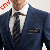 China Custom Hard Plastic Acrylic ABS Name Pin Badge 3x1 Inch Laser Engraved Logo Office for sale