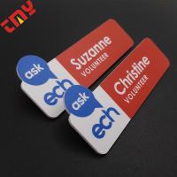 China Custom Recycled PVC Name Badge 75x35mm with Magnetic or Pin Back Eco-Friendly for sale
