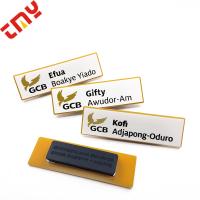 China Custom Printed Hard PVC Acrylic Staff Name Badge 3x1 inch with Magnet Pin Clips for sale