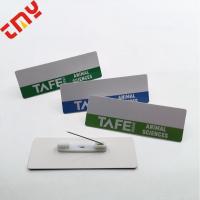 China Custom Printed Hard PVC Acrylic Staff Name Badge 3x1 inch with Magnet Pin Clips for sale