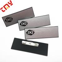 China Custom Printed Hard PVC Acrylic Staff Name Badge 3x1 inch with Magnet Pin Clips for sale