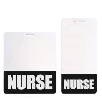 China Double Sided Horizontal PVC Badge Heavy Duty Custom Black Screen Printing 3.4x3.4 inch with Holder for Nurses for sale