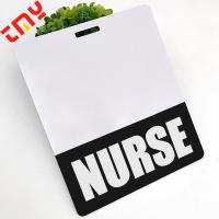 China Double Sided Horizontal PVC Badge Heavy Duty Custom Black Screen Printing 3.4x3.4 inch with Holder for Nurses for sale