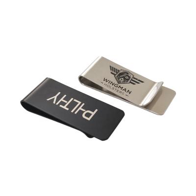 China Custom Logo Stainless Steel Money Clip Blank Badge 5x2cm for Business Gifts for sale