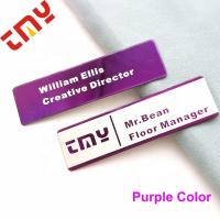China Custom Stainless Steel Name Badge 70x20mm Mirror Laser Engraved with Pin Magnet for Hotel Staff for sale