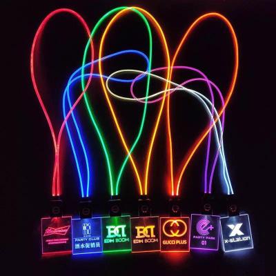China Custom LED Flashing Name Tag Badge Acrylic 12x8x0.3cm with Lanyard for Events for sale