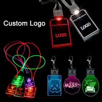 China Custom LED Flashing Name Tag Badge Acrylic 12x8x0.3cm with Lanyard for Events for sale