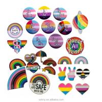 China Custom Rainbow Enamel Pride Pin Badge 2mm Thick Metal Lapel Brooch LGBTQ Symbol Heart Flag for sale