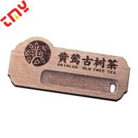 China Custom Wooden Window Name Badge with Bamboo Decoration 75x35mm Folk Art Style for sale