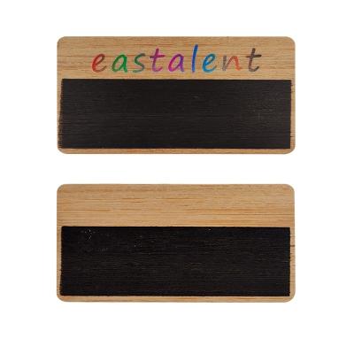 China Custom Printed Wood Blackboard Name Badges 80x30mm Chalkboard Tag for Business Events for sale