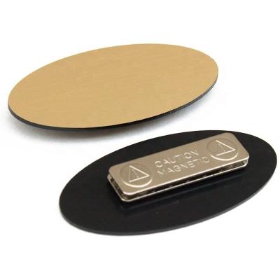 China Custom Brushed Surface ABS Plastic Name Badge Blank or Printed Tag Label With Magnet Back for sale