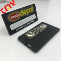 China Custom Printed PVC Acrylic Reusable Name Badges 80x30mm with Pin and Magnetic Back for sale