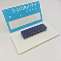 China Custom Printed PVC Acrylic Reusable Name Badges 80x30mm with Pin and Magnetic Back for sale