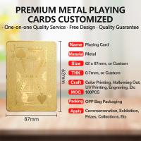 China 24k Gold Plated Metal Playing Card 0.76mm Custom Logo Poker Card Dubai Luxury for sale