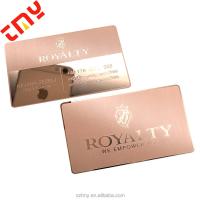 China Custom Rose Gold Mirror Metal Business Cards 85x54mm Embossed Logo OEM Stainless Steel for sale