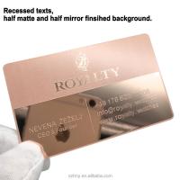 China Custom Rose Gold Mirror Metal Business Cards 85x54mm Embossed Logo OEM Stainless Steel for sale