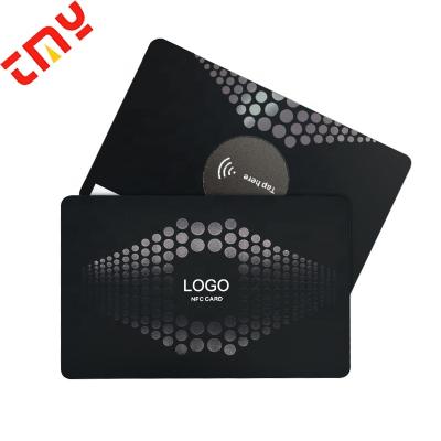 China Custom Black Matte Stainless Steel NFC 216 Metal Business Card with Gift Box for sale