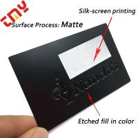 China Custom Matte Frosted Black Metal Business Cards 0.8mm Etched Luxury OEM for sale