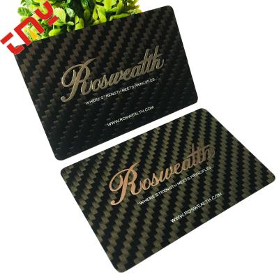 China Custom PVC Carbon Fiber Business Card 85x55mm Matte Finish Metal Logo Silkscreen Print for sale