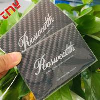 China Custom PVC Carbon Fiber Business Card 85x55mm Matte Finish Metal Logo Silkscreen Print for sale