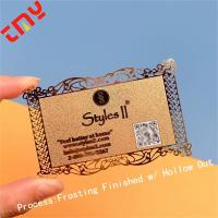 China Custom Printed Metal Mirror Brass Finish Business Card 86x54mm Hollow Pattern for sale