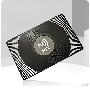China Contactless NFC Matt Black Stainless Steel Metal Access Control Smart Card 86x54mm for sale