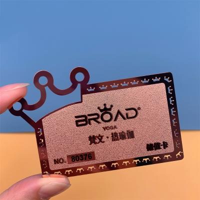 China Custom Rose Gold Metal Mirror Business Card 85x55mm Pocket Size Promotional Gift for sale