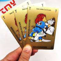 China Custom Gold Stainless Steel Metal Playing Cards 90x60mm Anime UV Printing for sale