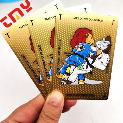 China Custom Gold Stainless Steel Metal Playing Cards 90x60mm Anime UV Printing for sale