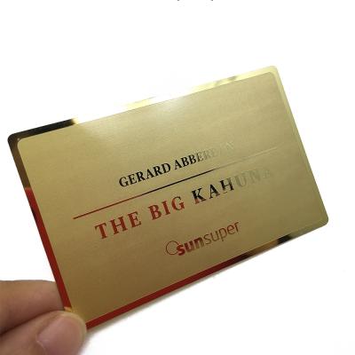 China Custom Embossed Gold Metal Business Card 85x54mm Stainless Steel QR Code Engraving for sale