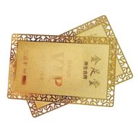 China Custom 0.3mm Thick Embossed Gold Metal Brass Business Visiting Cards 85x54mm for sale