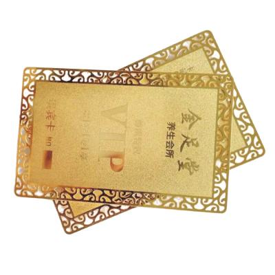 China Custom 0.3mm Thick Embossed Gold Metal Brass Business Visiting Cards 85x54mm for sale