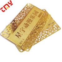 China Custom 0.3mm Thick Embossed Gold Metal Brass Business Visiting Cards 85x54mm for sale
