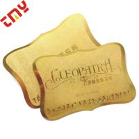 China Custom 0.3mm Thick Embossed Gold Metal Brass Business Visiting Cards 85x54mm for sale