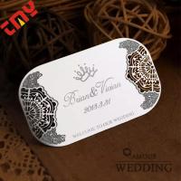 China Custom 3D Popup Metal Wedding Invitation Card Carved Design Box Envelope 85x54mm for sale