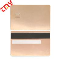 China Custom 4442 4428 EMV Chip Metal Credit Card 85x54mm 0.8mm Gold Mirror Finish for sale