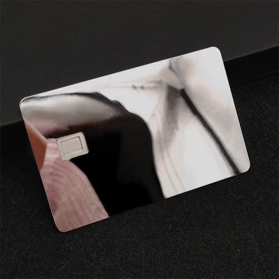 China Custom Metal Credit Card 85x54mm Silver Mirror Finish VIP Card with Magnetic Stripe for sale
