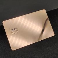 China Brushed Rose Gold Custom Metal Credit Card Wallet Business Card with Chip Slot 85x54mm for sale