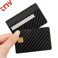 China Custom Carbon Fiber Smart Credit Card with Gold Chip Slot and Magnetic Stripe 85x54mm for sale